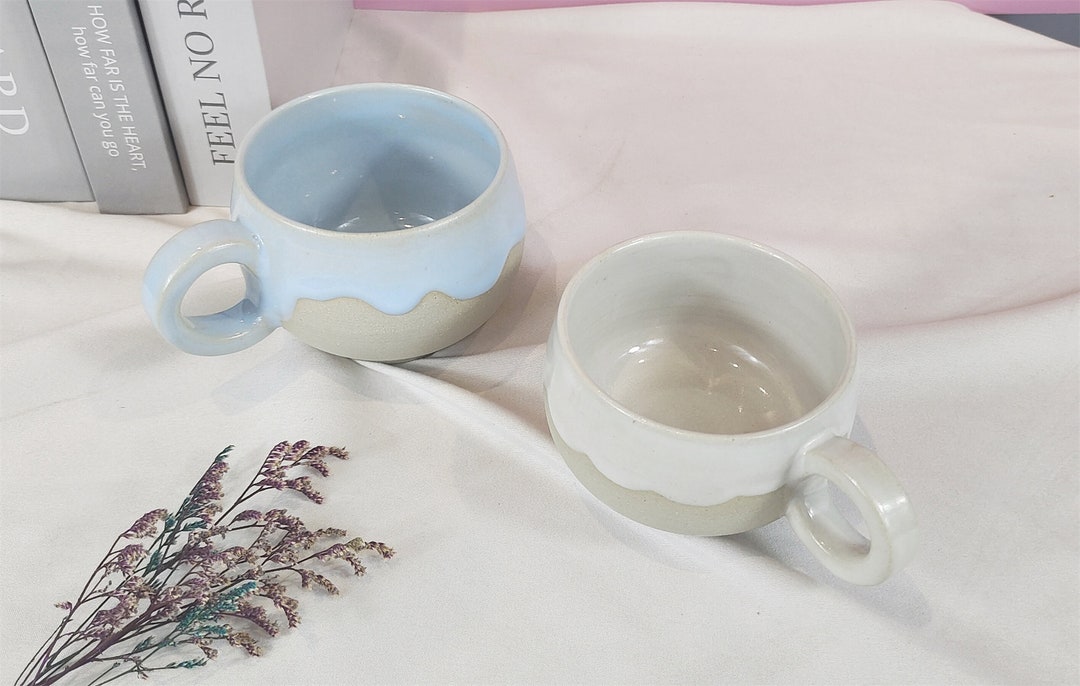 Pink/blue Frosted Ceramic Mug, Cute Ceramic Mug, Handmade Ceramic Mug ...