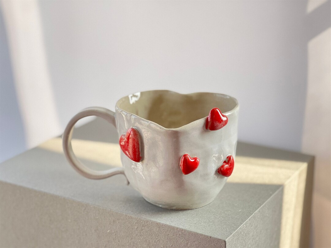 Custom Love Mug - Handmade Ceramic 10oz Mug With Heart Design, Perfect ...