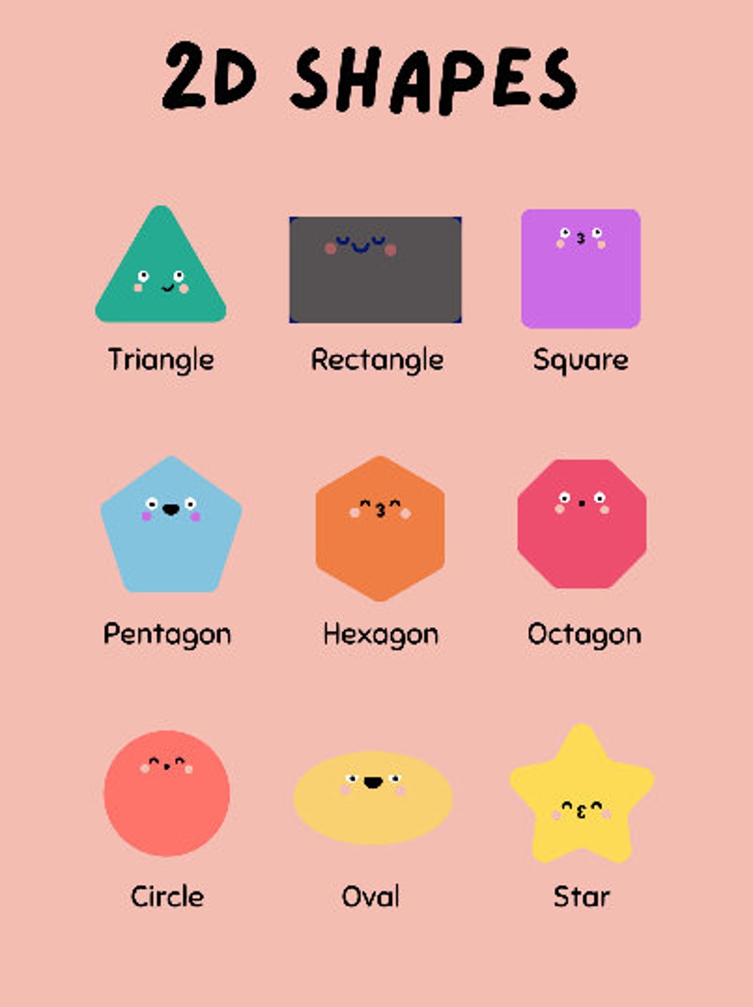 2D Shapes Educational Print - Etsy