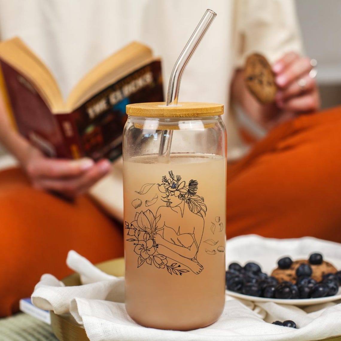 Sipper Glass, 16 Oz Floral Custom Sipper Glass, Beautifully Designed ...