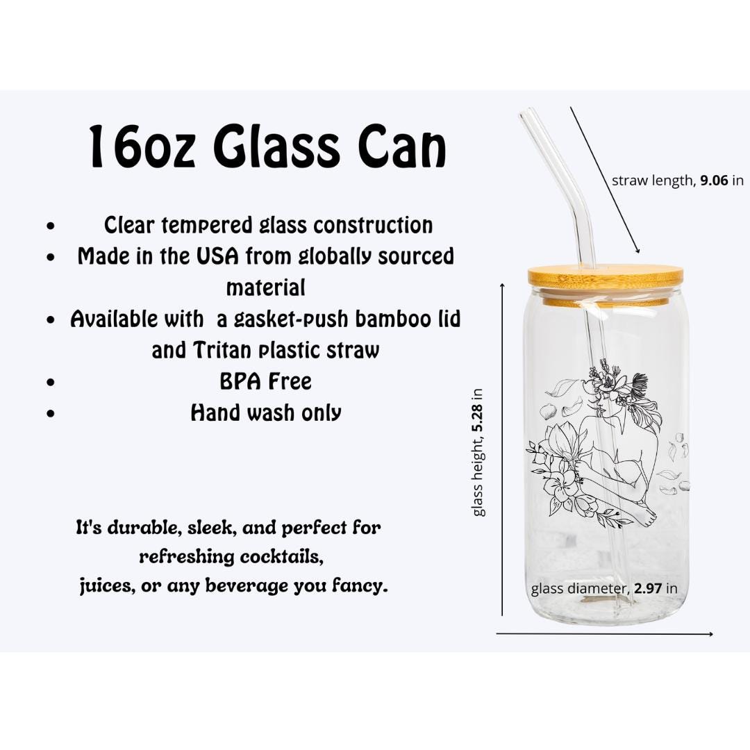 Sipper Glass, 16 Oz Floral Custom Sipper Glass, Beautifully Designed ...