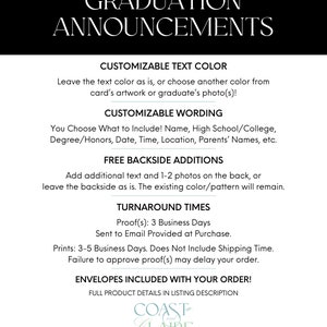 Printed Floral Graduation Photo Card, Grad Announcement Picture ...