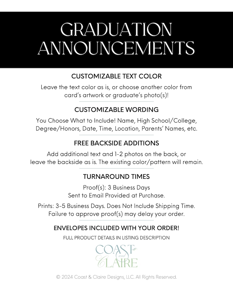 Printed Floral Graduation Photo Card, Grad Announcement Picture ...