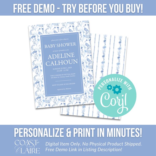 Toile Baby Shower Invitation - Etsy