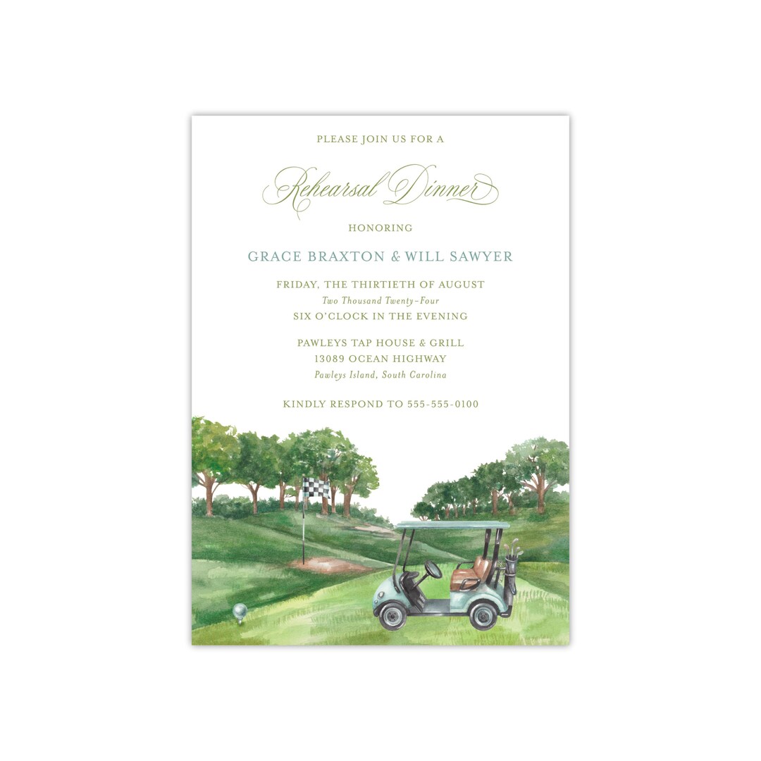 Printed Golf Party Invitation, Rehearsal Dinner, Wedding Shower Invite ...