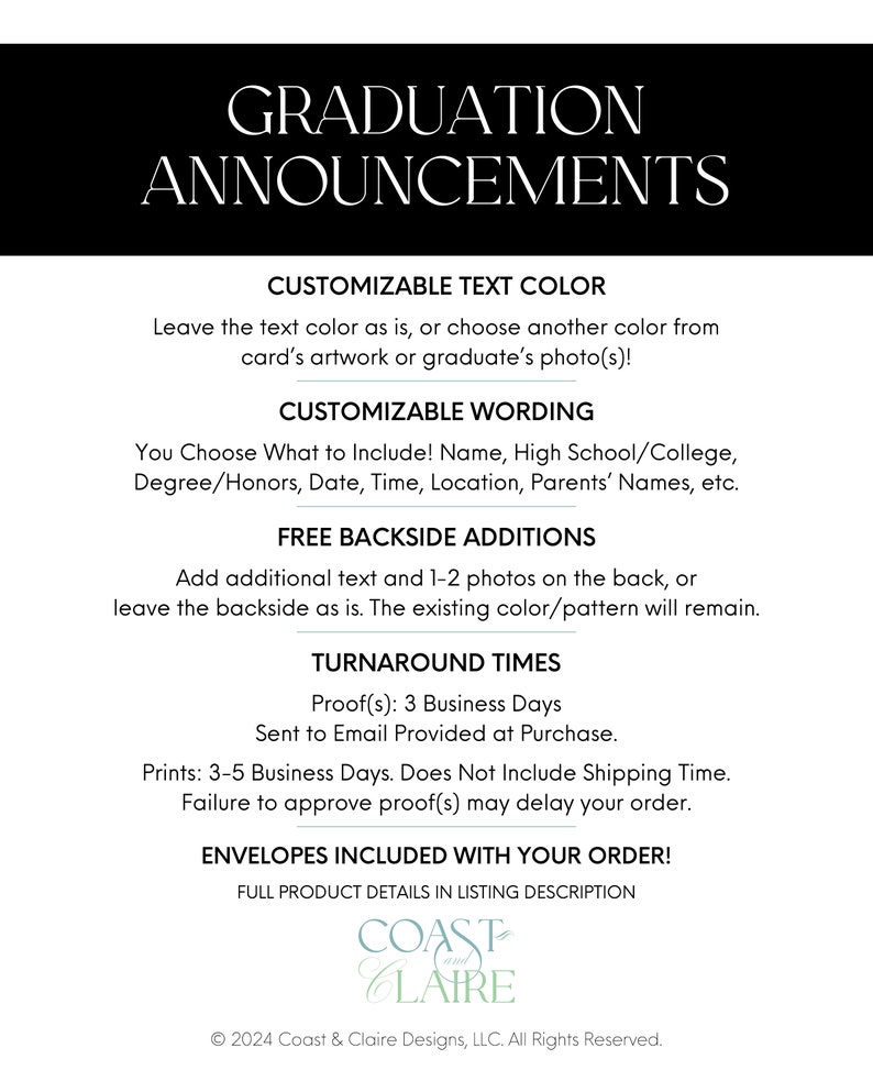 Printed Floral Graduation Photo Card, Grad Announcement Picture ...