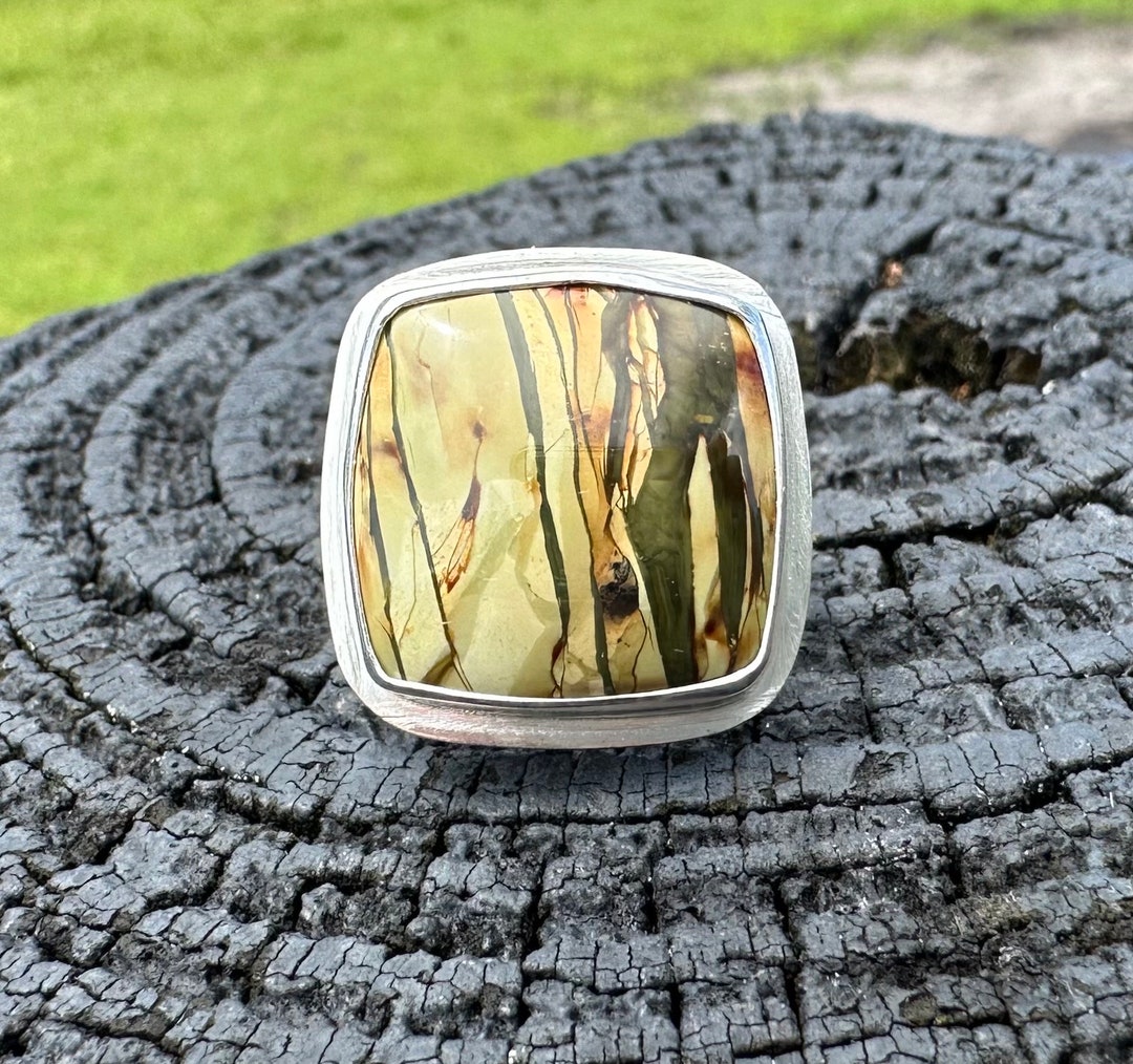 Eye Catching Piece of Morrisonite Jasper Sterling Ring Size 6.75 7 - Etsy