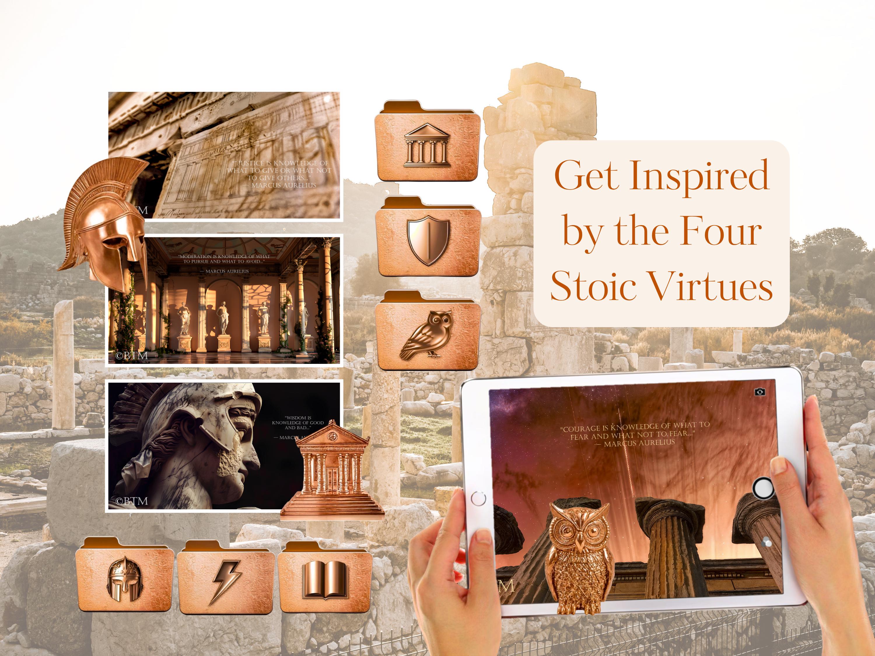 The Stoic Virtues Desktop Wallpaper Set 4 Pillars Stoic Virtues Marcus ...