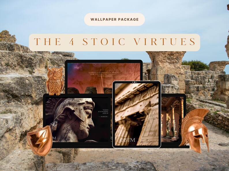 The Stoic Virtues Desktop Wallpaper Set 4 Pillars Stoic Virtues Marcus ...