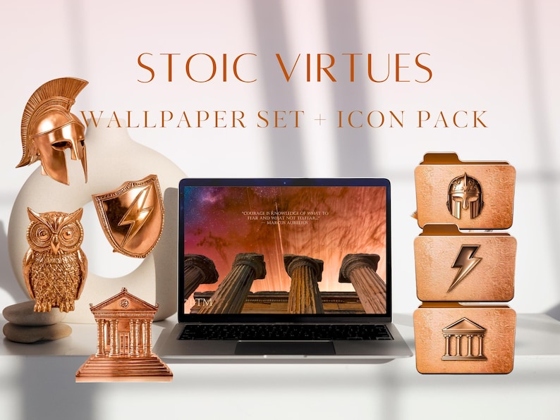 The Stoic Virtues Desktop Wallpaper Set 4 Pillars Stoic Virtues Marcus ...