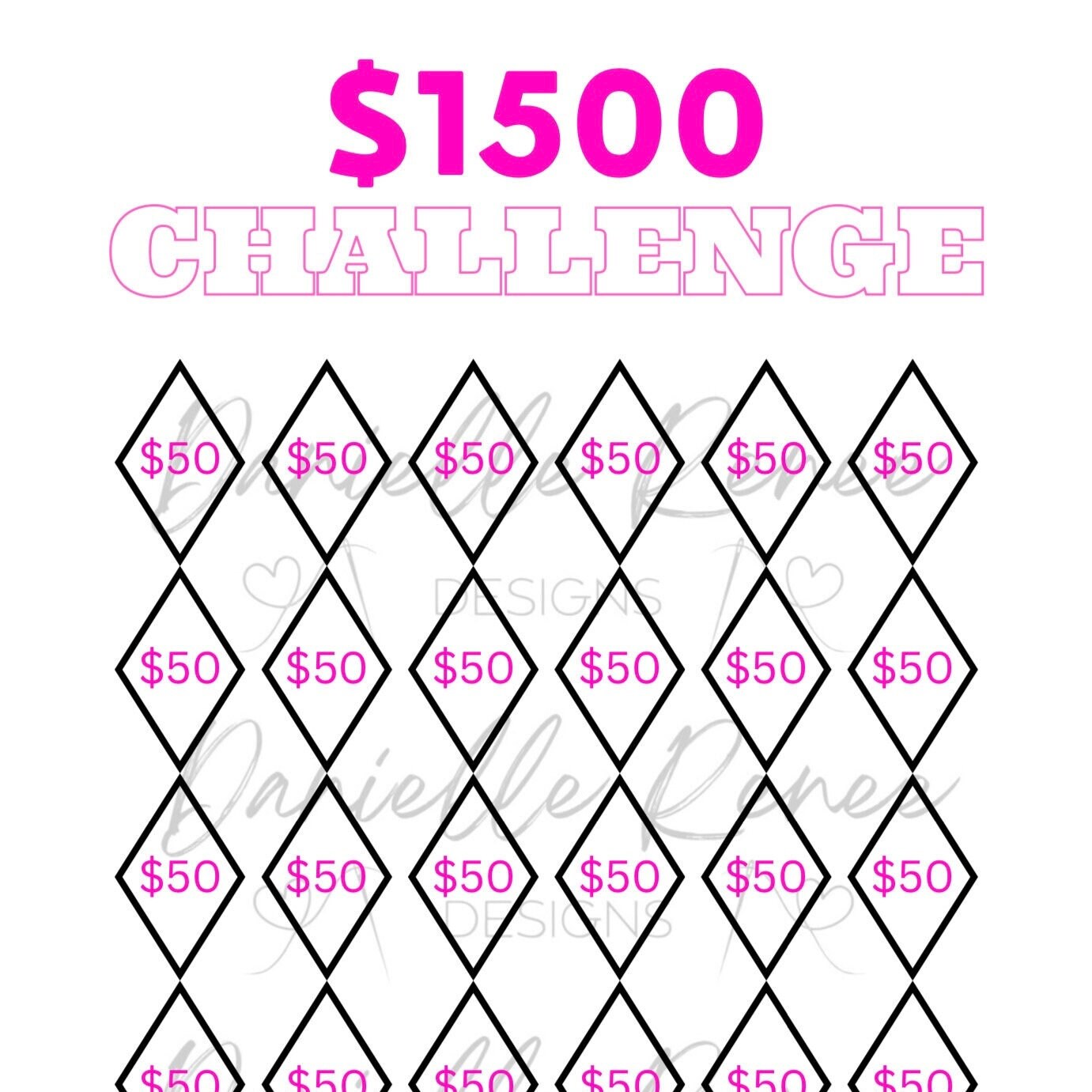 1500 Dollar Challenge, Digital Download, Savings Challenge, 1500 Dollar ...