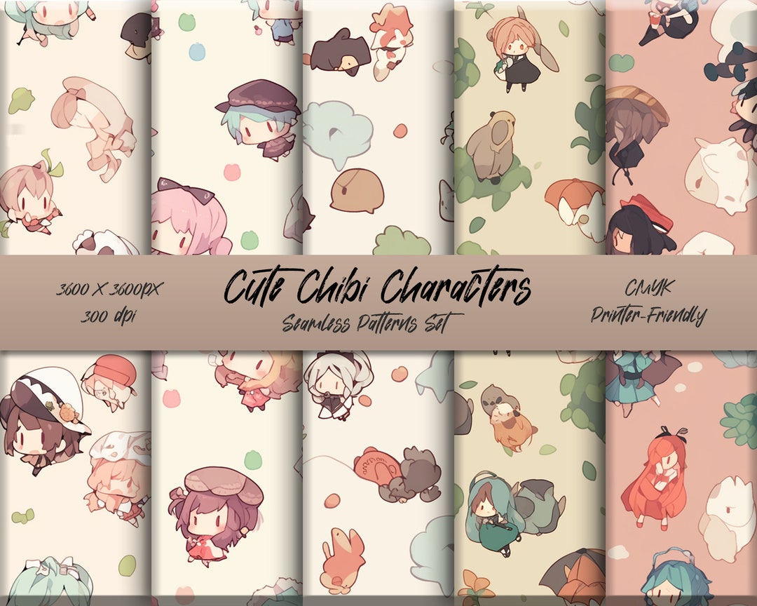Cute Chibi Characters | Seamless Pattern | Arts and Craft | DIY ...