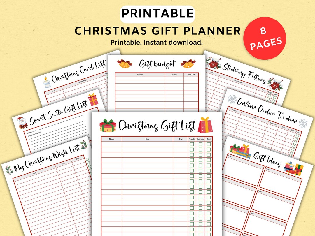 CHRISTMAS GIFT PLANNER Printable, Printable Gift Planner, Holidays ...