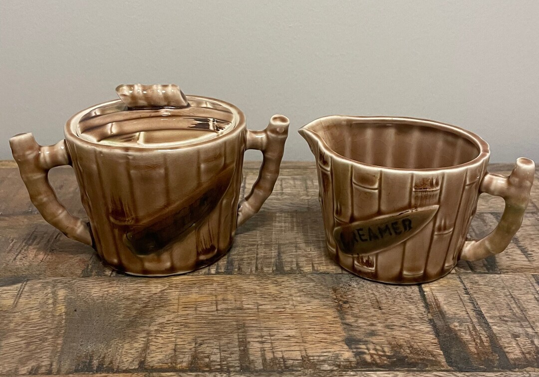 Vintage 1920 1930s Ceramic Bamboo Tiki Japan Cream and Sugar Set - Etsy