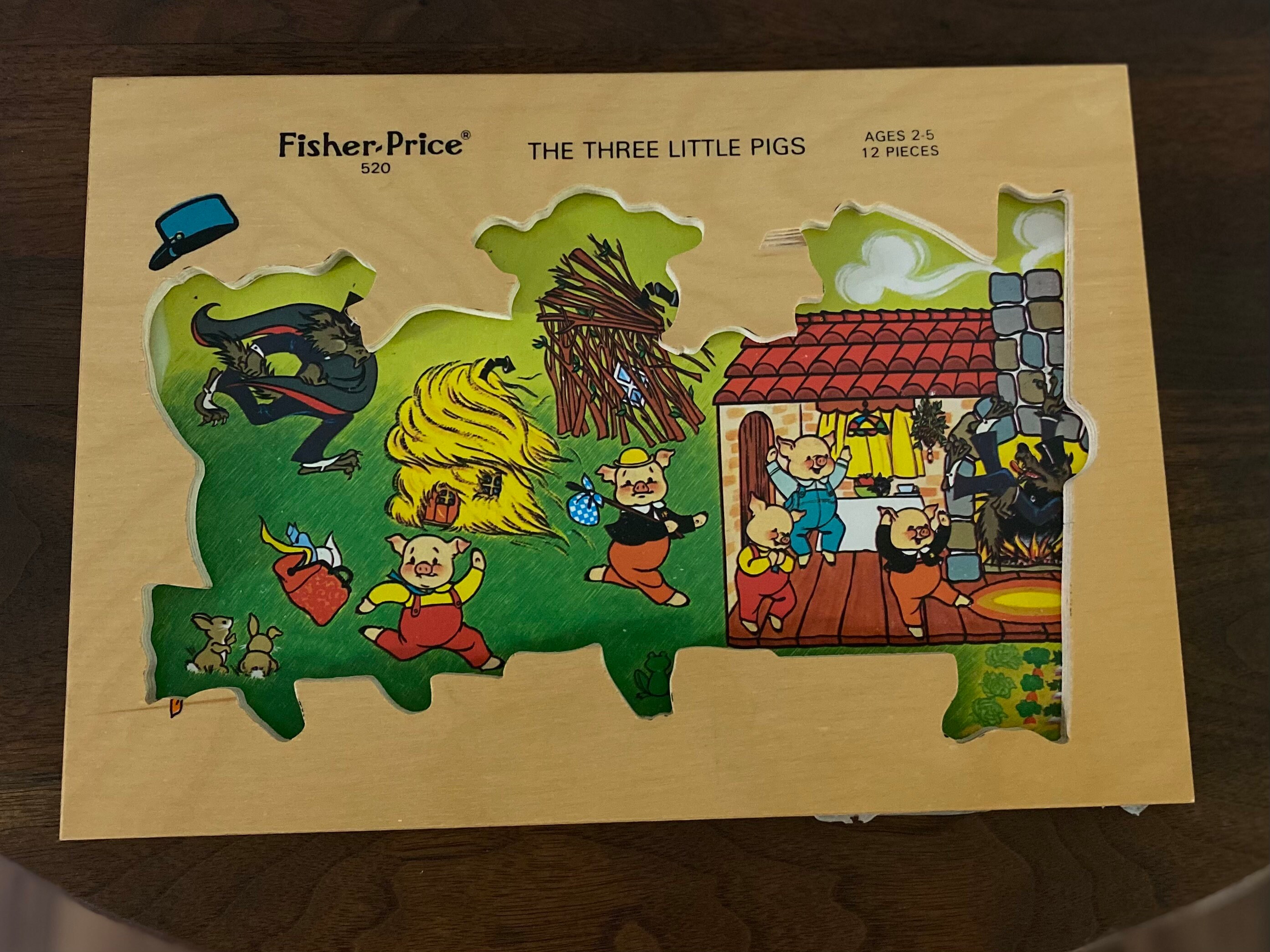 Three Little Pigs Vintage Wooden Puzzle 520 - Etsy