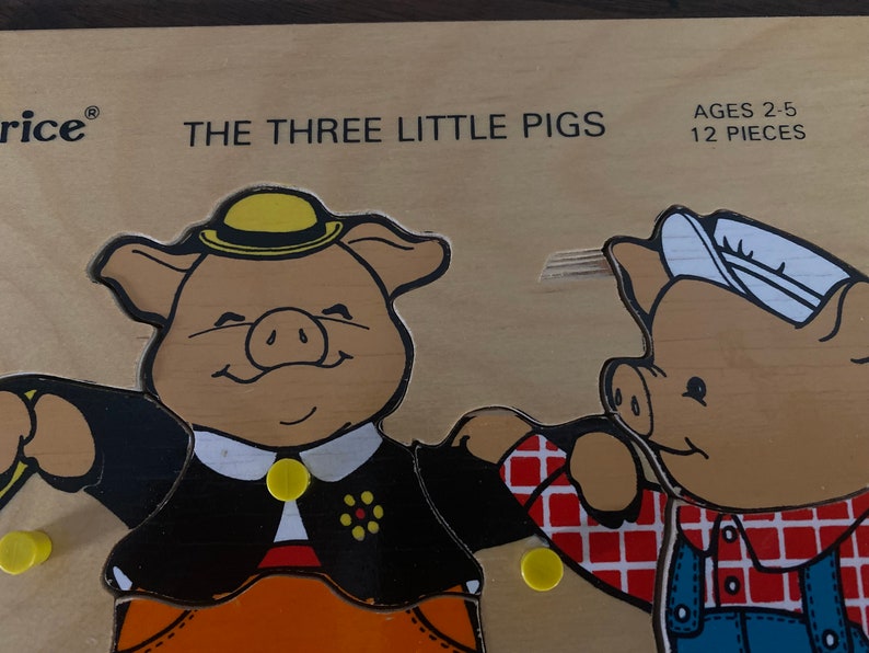 Three Little Pigs Vintage Wooden Puzzle 520 - Etsy