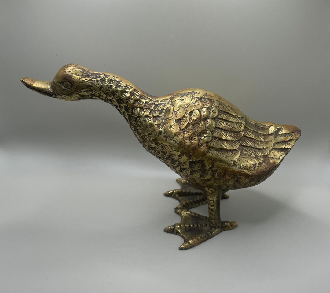 Vintage Solid Brass Goose Duck Figurine - Etsy