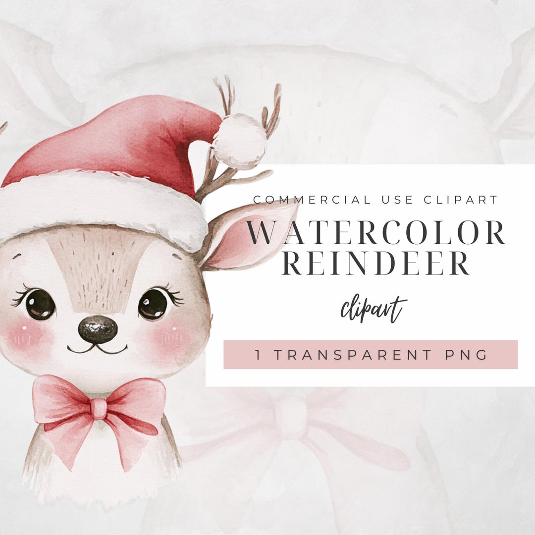 Baby Reindeer Clipart, Funny Reindeer Clipart, Reindeer Watercolor ...