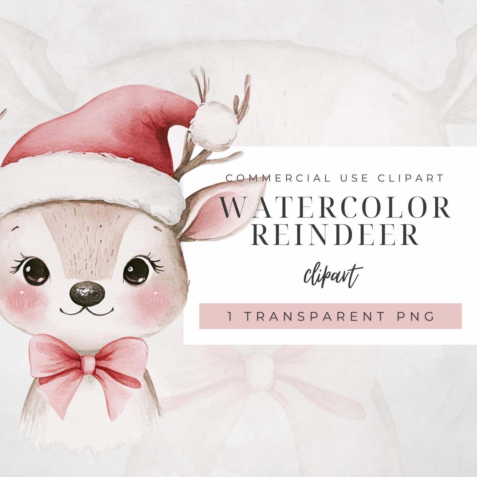 Baby Reindeer Clipart, Funny Reindeer Clipart, Reindeer Watercolor ...