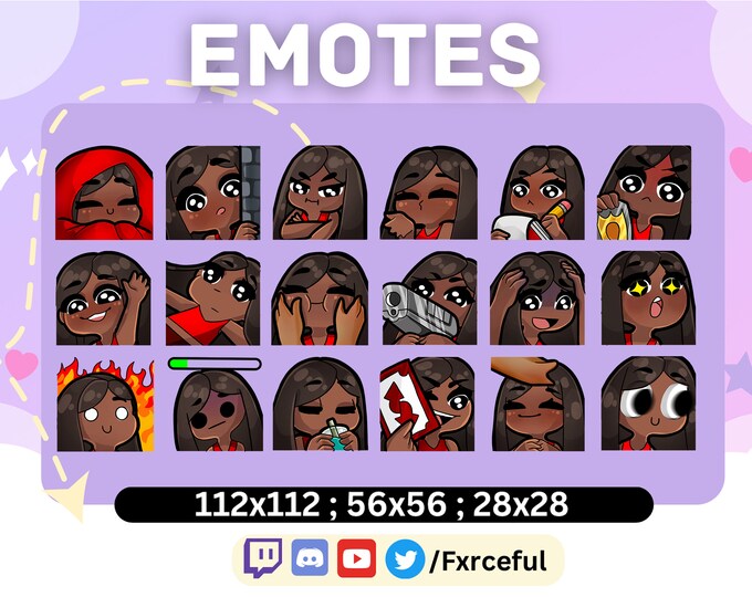 Mega Emote Pack | Chibi Emote | 24 Pack | Brown/straight Hair - Etsy Canada