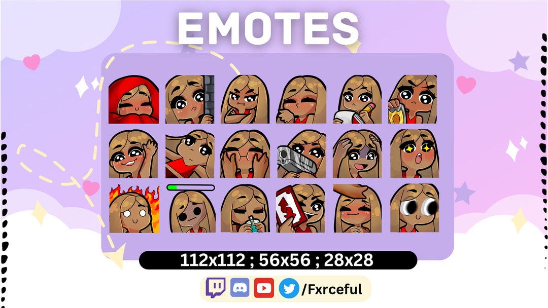 MEGA BUNDLE 18 EMOTES| Blonde Hair| Tan Skin | Twitch Emotes | Cute ...