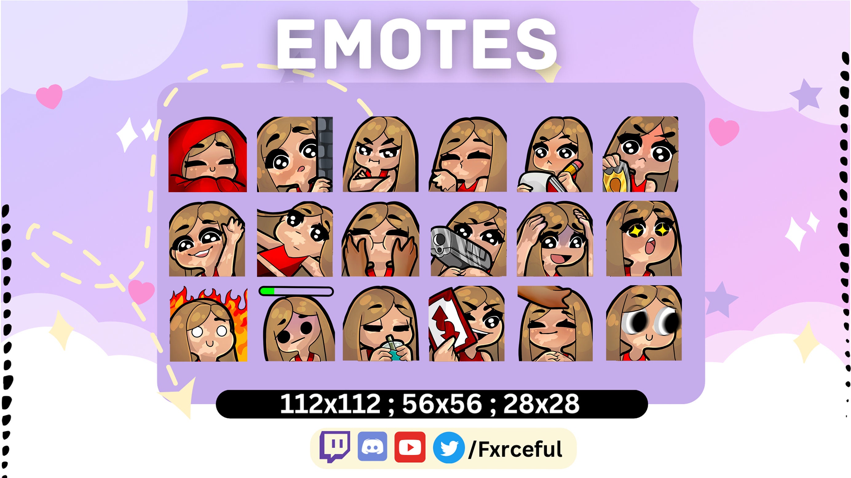 MEGA BUNDLE 18 EMOTES| Blonde Hair| Fair Skin Vitiligo | Twitch Emotes ...