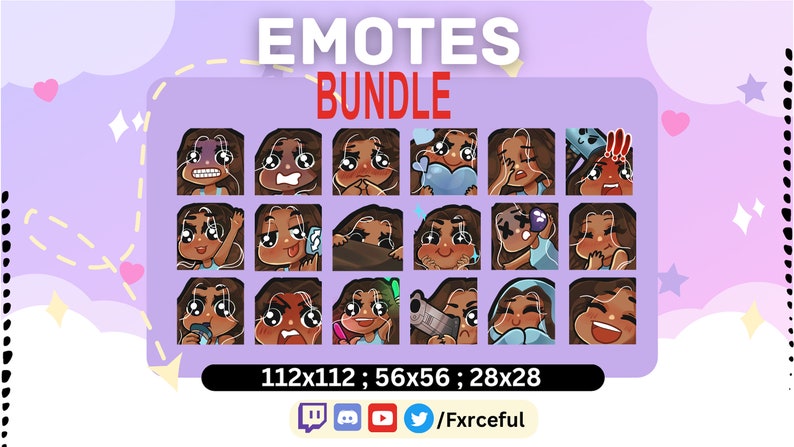 MEGA BUNDLE 18 EMOTES| Brown Hair| Blue | Brown Skin | Twitch Emotes ...