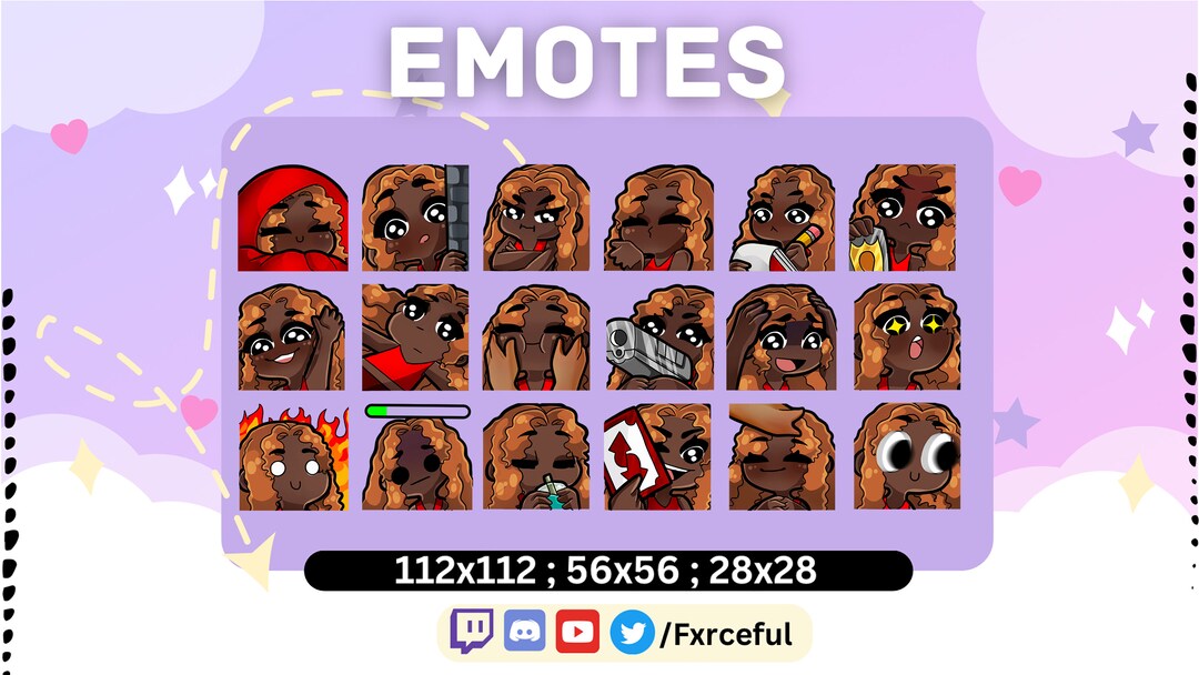 MEGA BUNDLE 18 EMOTES| Curly Ginger Hair| Dark Brown Skin | Twitch ...