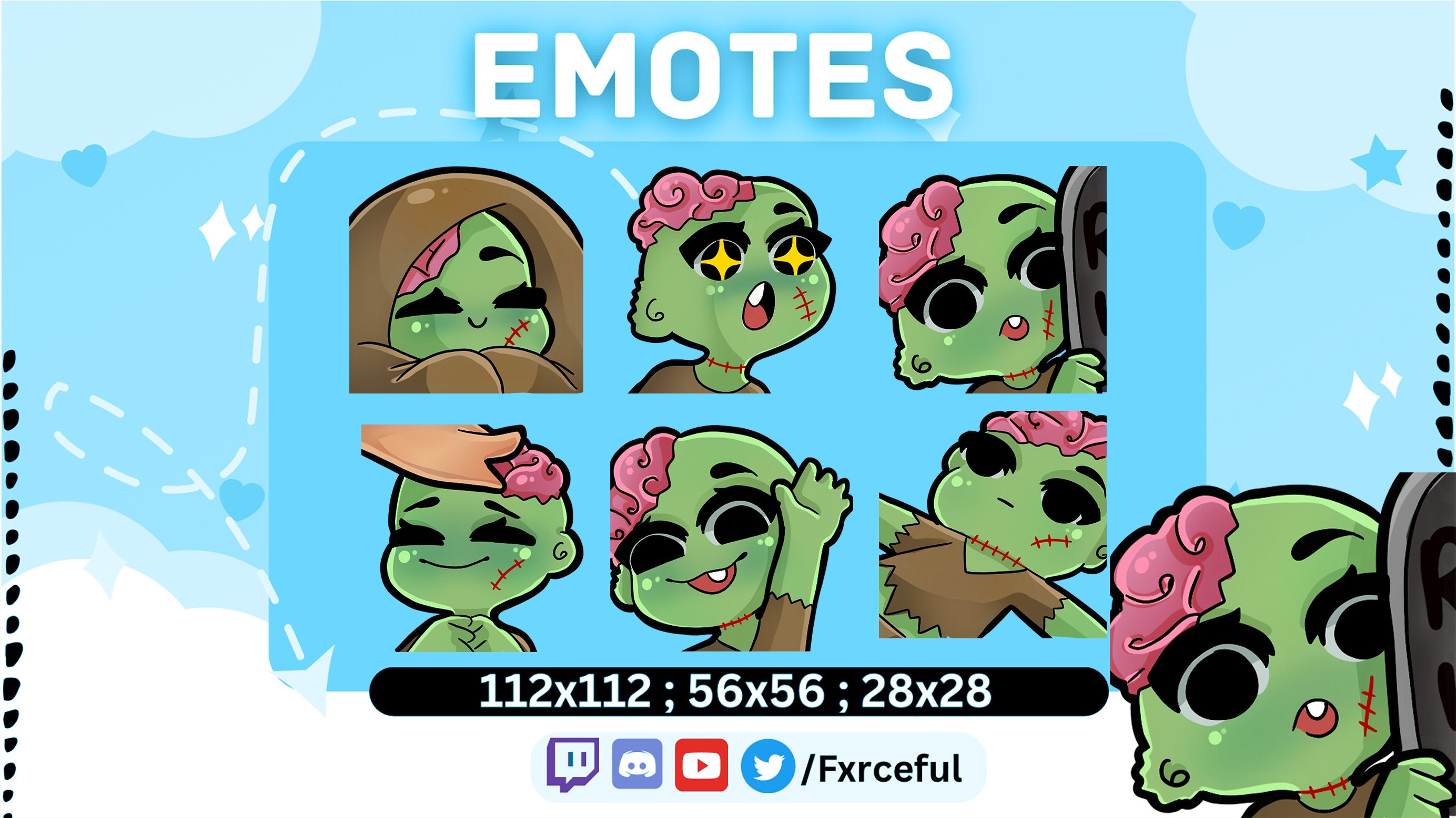 Cute Zombie Halloween Emotes | Twitch Emotes | Cute Kawaii Stream ...