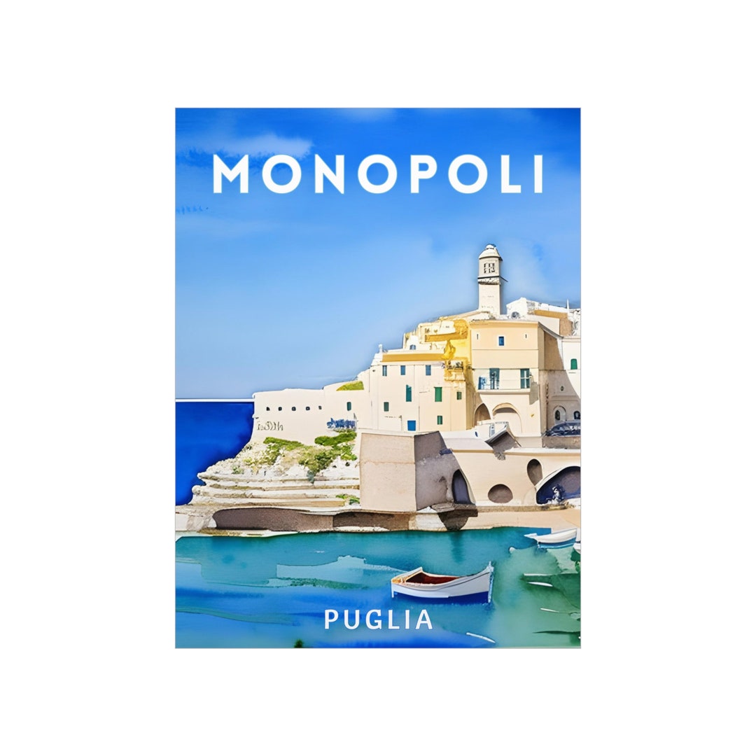 Monopoli Puglia Italy Watercolor Print Premium Matte Vertical Posters ...