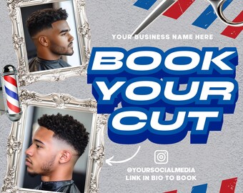 Editable Barber Flyer Template - Editable Canva Barber Shop Template ...