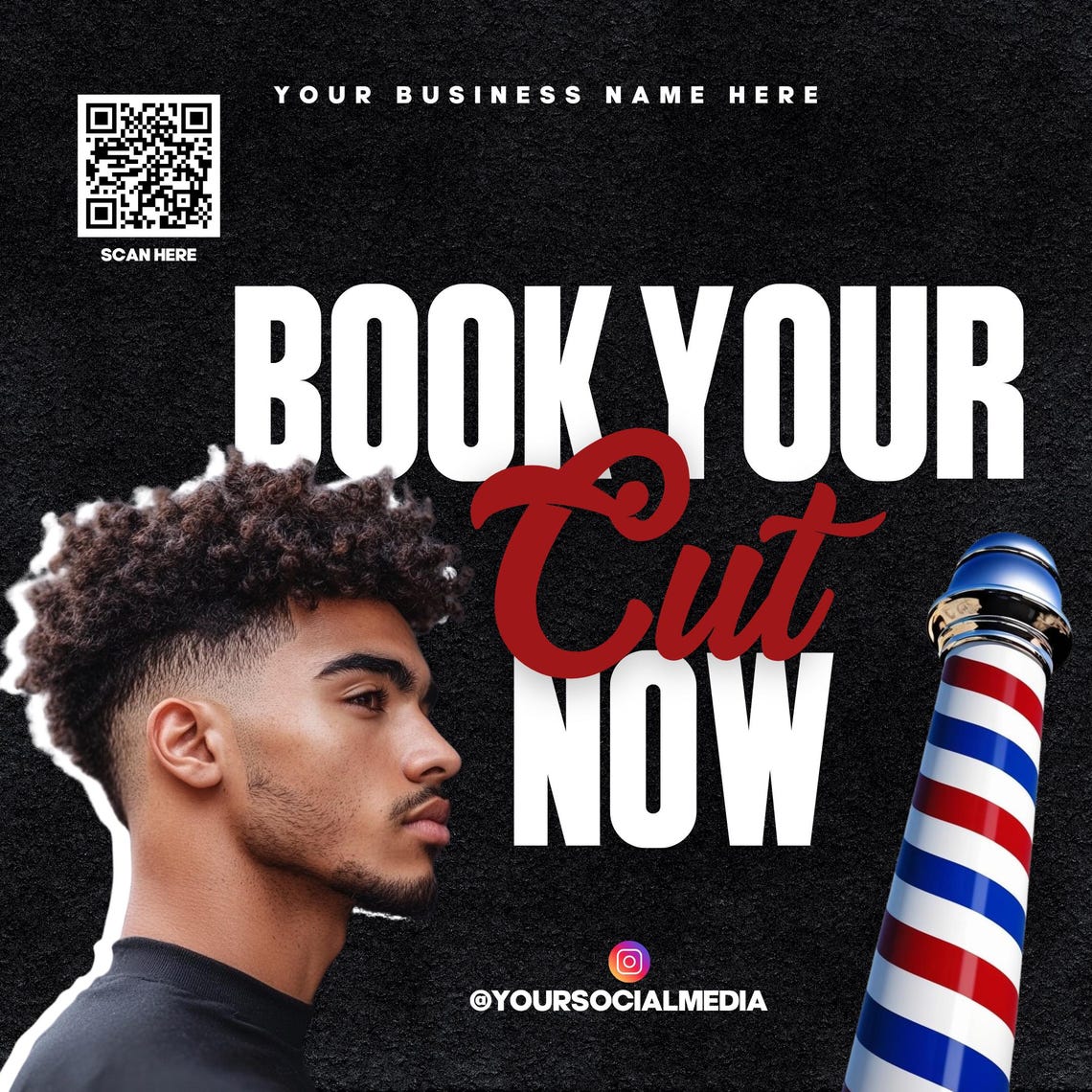 Editable Barber Flyer Template - Modern Canva Design for Haircut ...