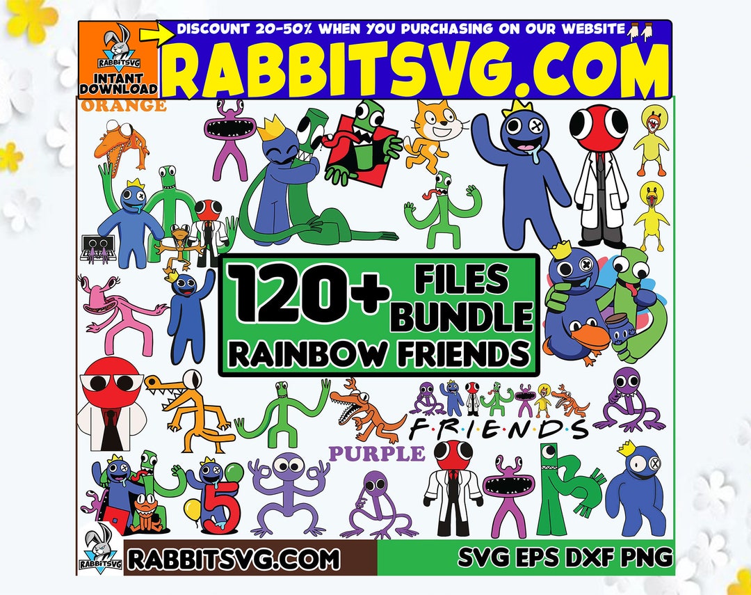 120 RAINBOW Friends for Kids PNG SVG Bundle Digital File - Etsy