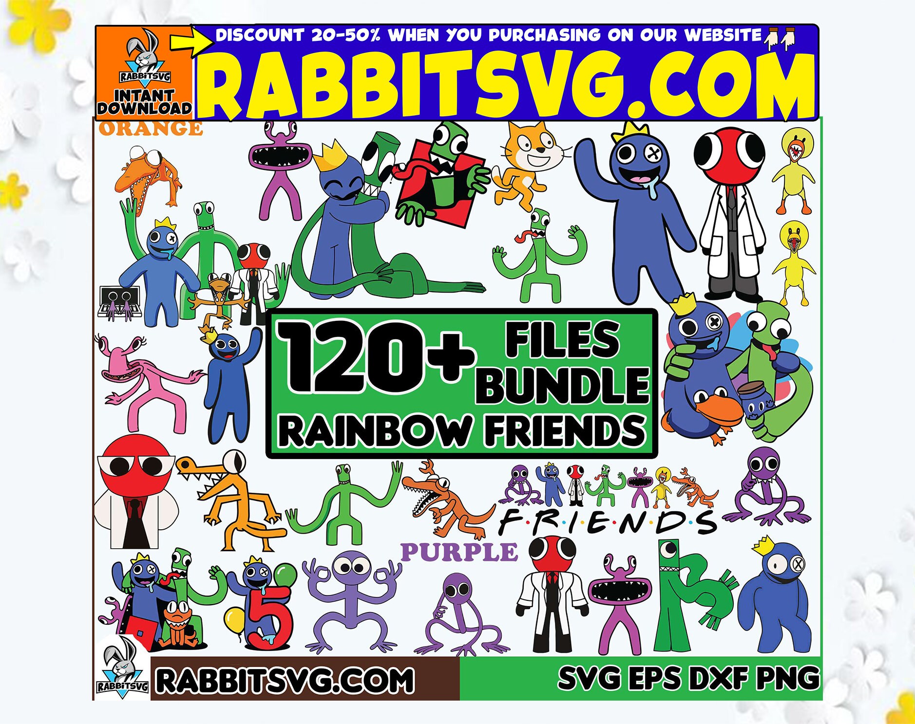 120 RAINBOW Friends for Kids PNG SVG Bundle Digital File - Etsy