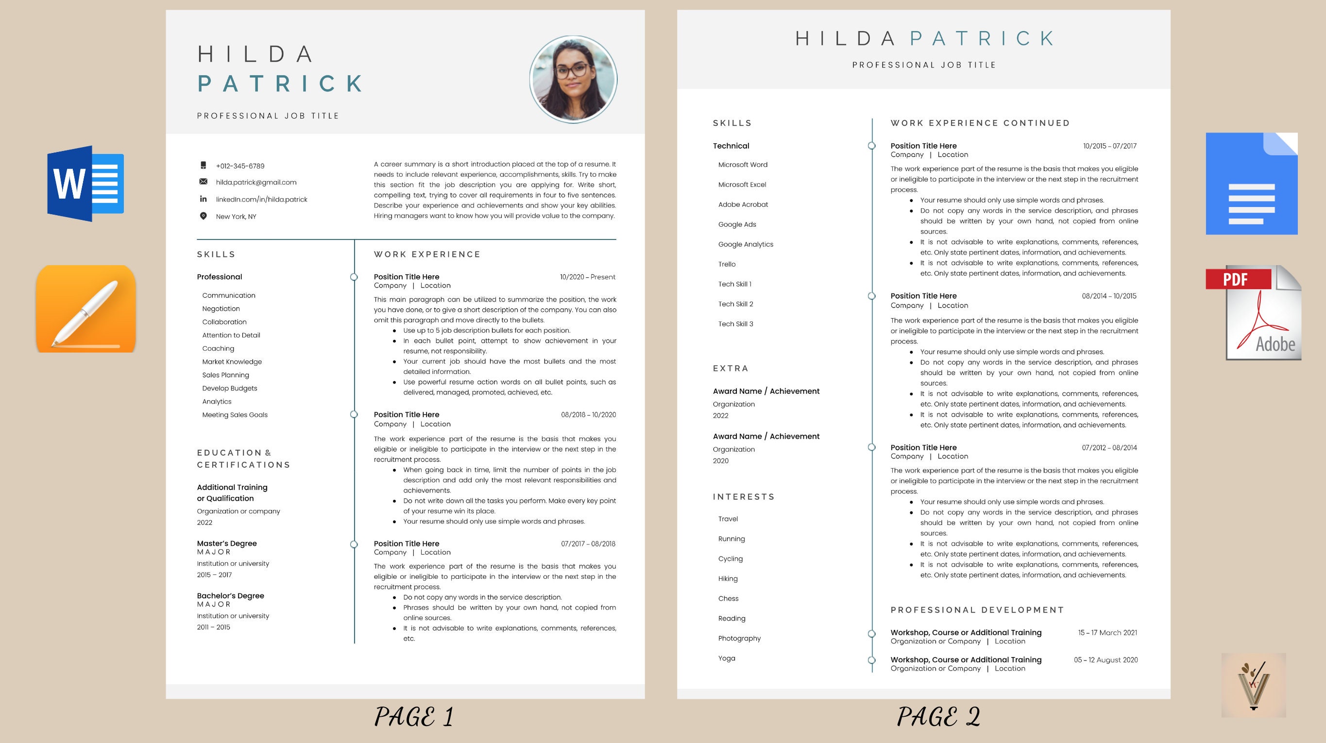Best ATS Friendly Professional Resume Templates for Google Docs, Ms ...