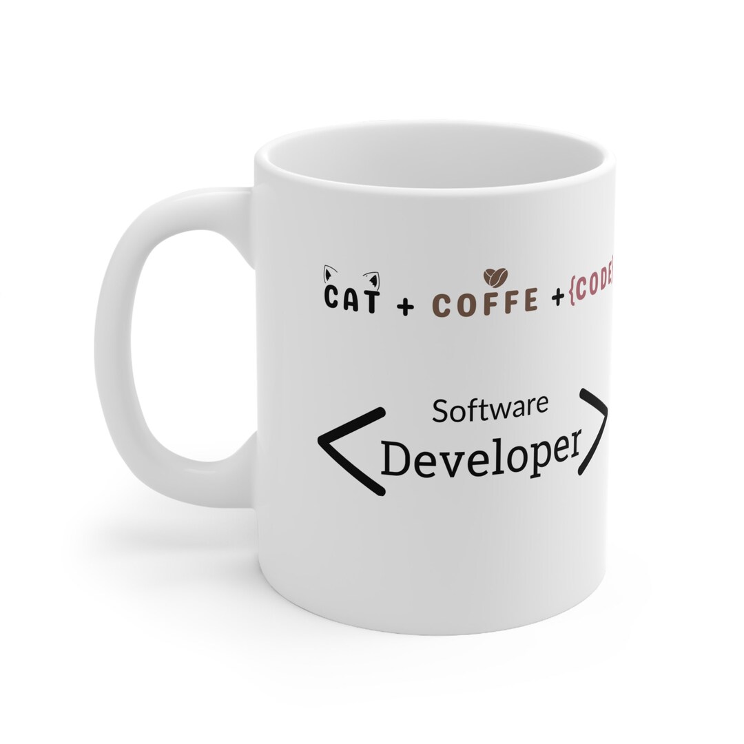 Software Developer Mug Coffee, Cat Coffeee Code Mug, Mug for Developer ...