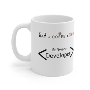 Software Developer Mug Coffee, Cat Coffeee Code Mug, Mug for Developer, Programmer or Engineer ...
