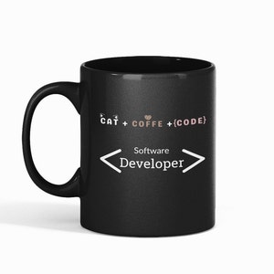 Software Developer Mug Coffee, Cat Coffeee Code Mug, Mug for Developer, Programmer or Engineer ...