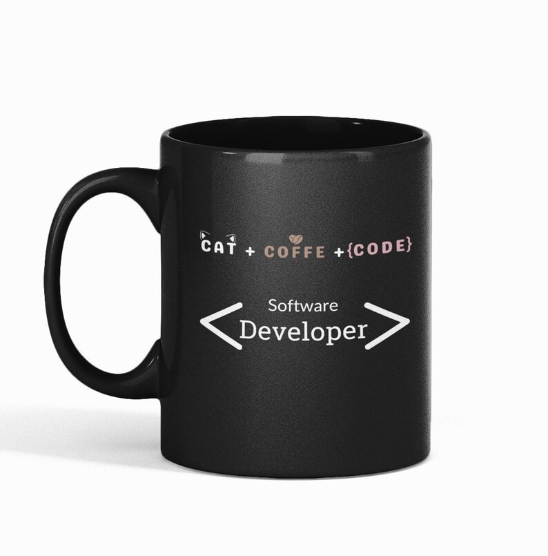 Software Developer Mug Coffee, Cat Coffeee Code Mug, Mug for Developer ...
