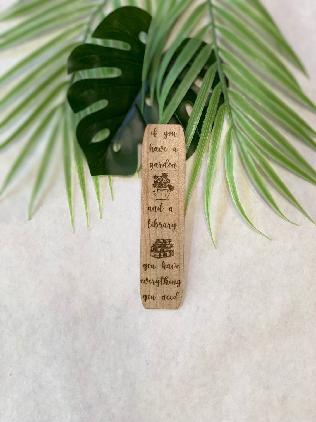 Engraved Maple Wood Garden Library Bookmark, Reading Accessory - Etsy