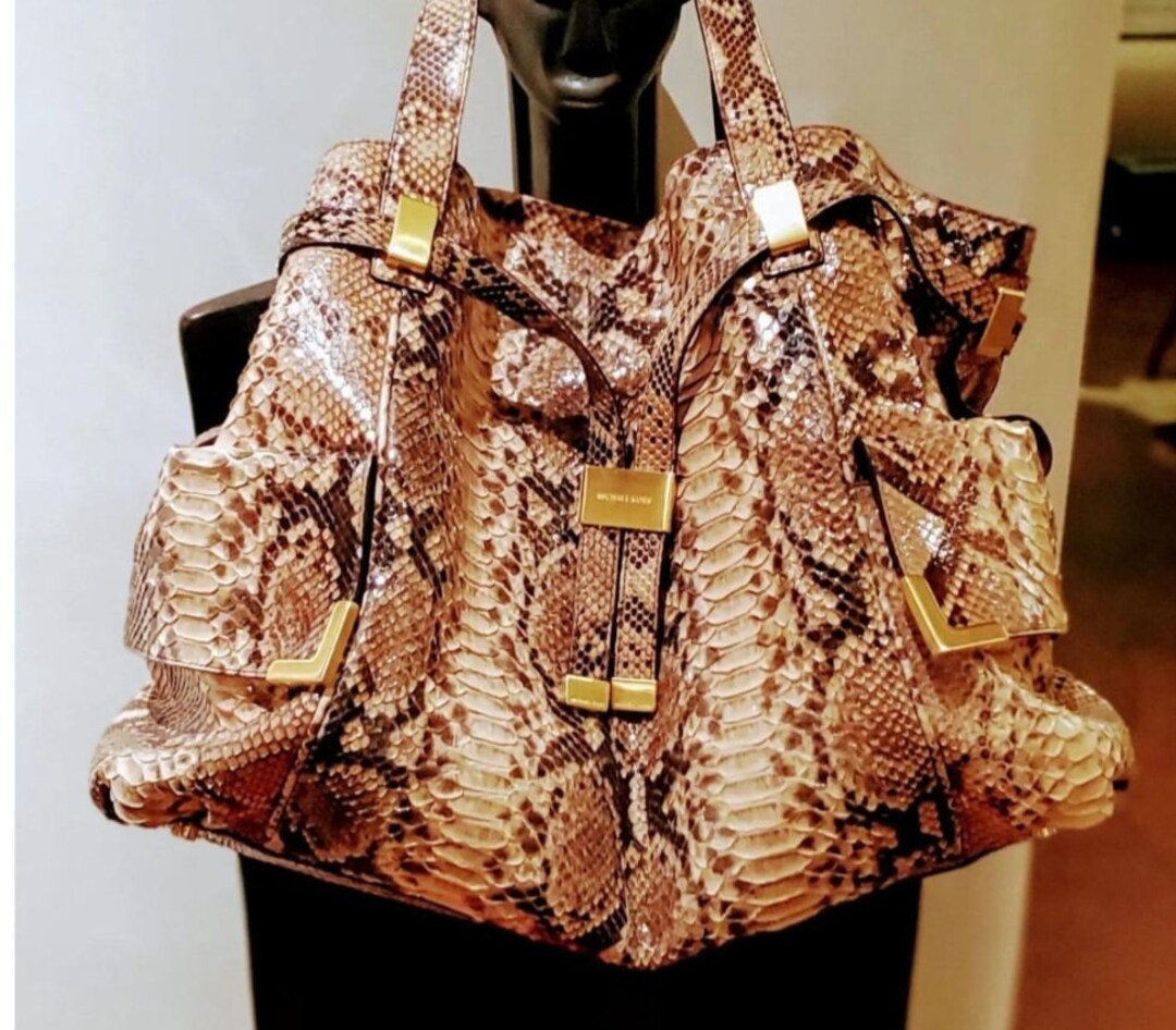 Michael Kors Genuine Python Snakeskin Purse Tote - NOT EMBOSSED LEATHER ...