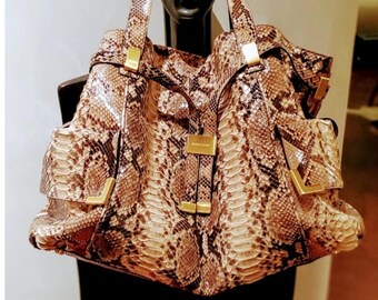 Michael kors python tote gold store
