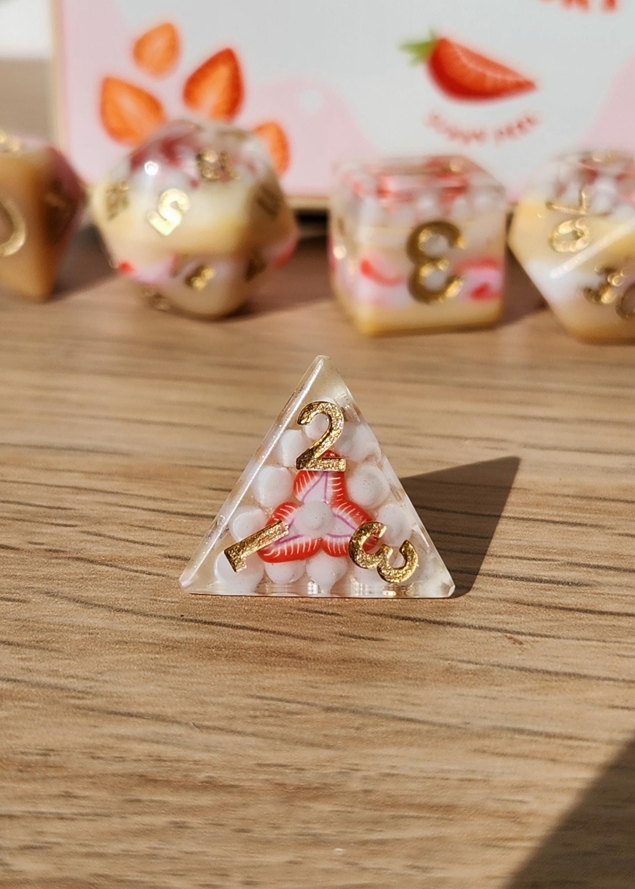 Strawberry Shortcake Dice Set: Handmade Resin Dnd Dice With Cake Case ...