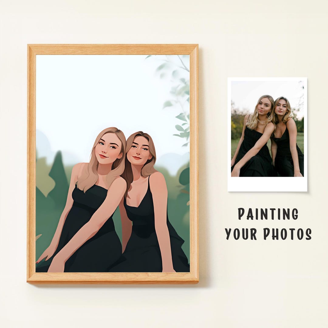 Custom Best Friend Portraits, Personalized Digital Portraits From Photo ...