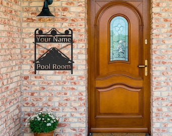 Pool Room Sign, Personalized Billiards & Fine Brews Sign, Custom Name ...