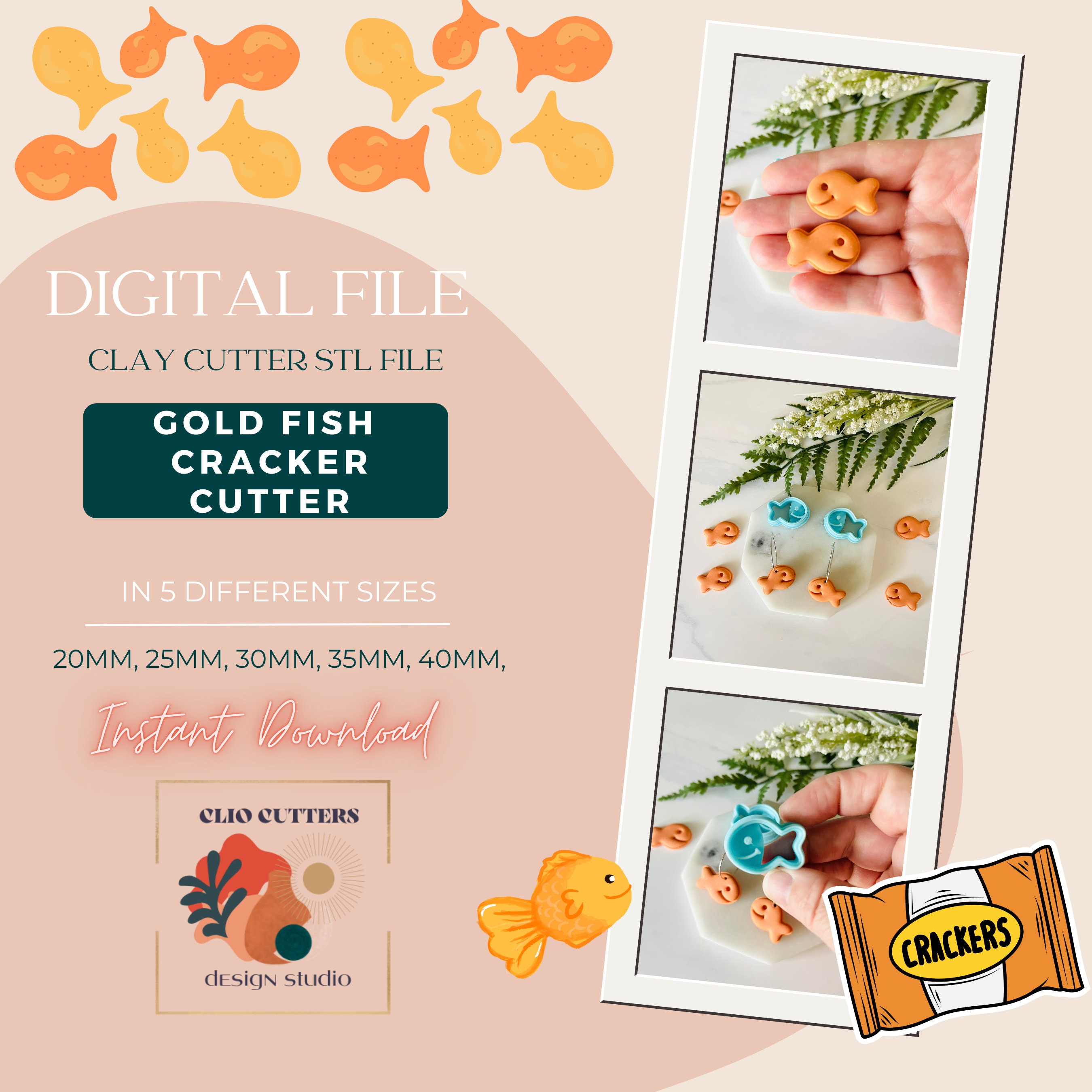 Gold Fish Cracker Polymer Clay Cutter STL File (digital Download) 5 ...