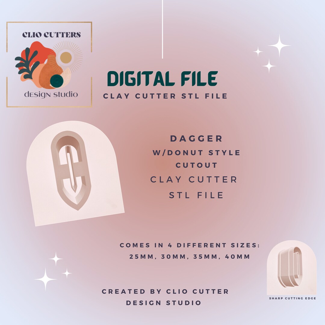 Polymer Clay Cutter Stl File Dagger Shape Digital File Dagger Cutout