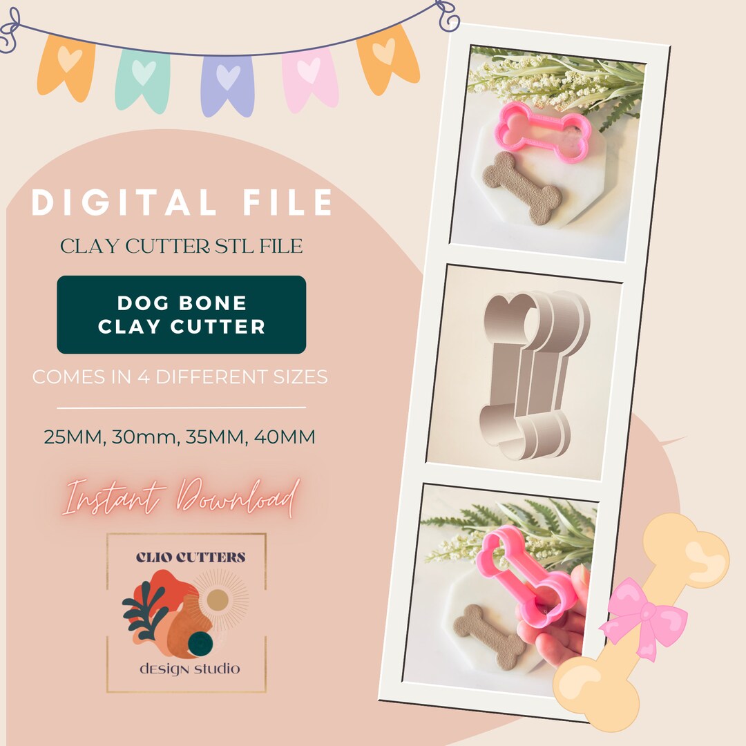 Dog Bone Polymer Clay Cutter STL File: Earring DIY (digital File) - Etsy
