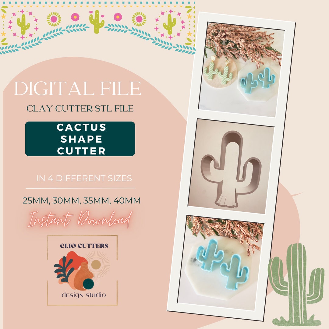 Saguaro Cactus Polymer Clay Cutter STL File: Earring Making (digital ...