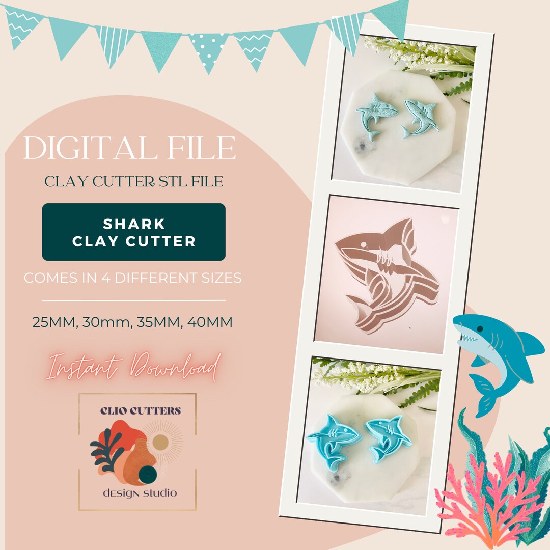 Polymer Clay Cutter STL File, Shark Cutter, Digital File, Shark Clay ...